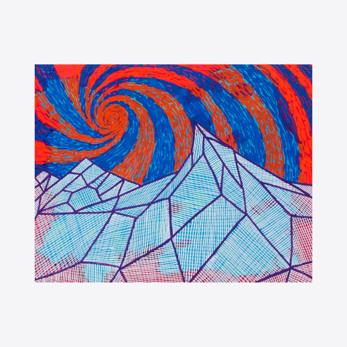Red and blue mountain by Aaron HIllebrand – Curina